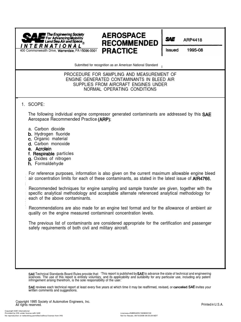 Aerospace Recommended Practice: International | PDF | Engines | Gases