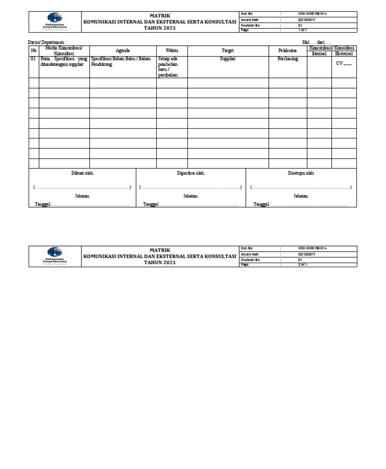 Matrik Komunikasi Internal, Eksternal Serta Konsultasi | PDF Matrik Komunikasi Internal, Eksternal Serta Konsultasi | PDF