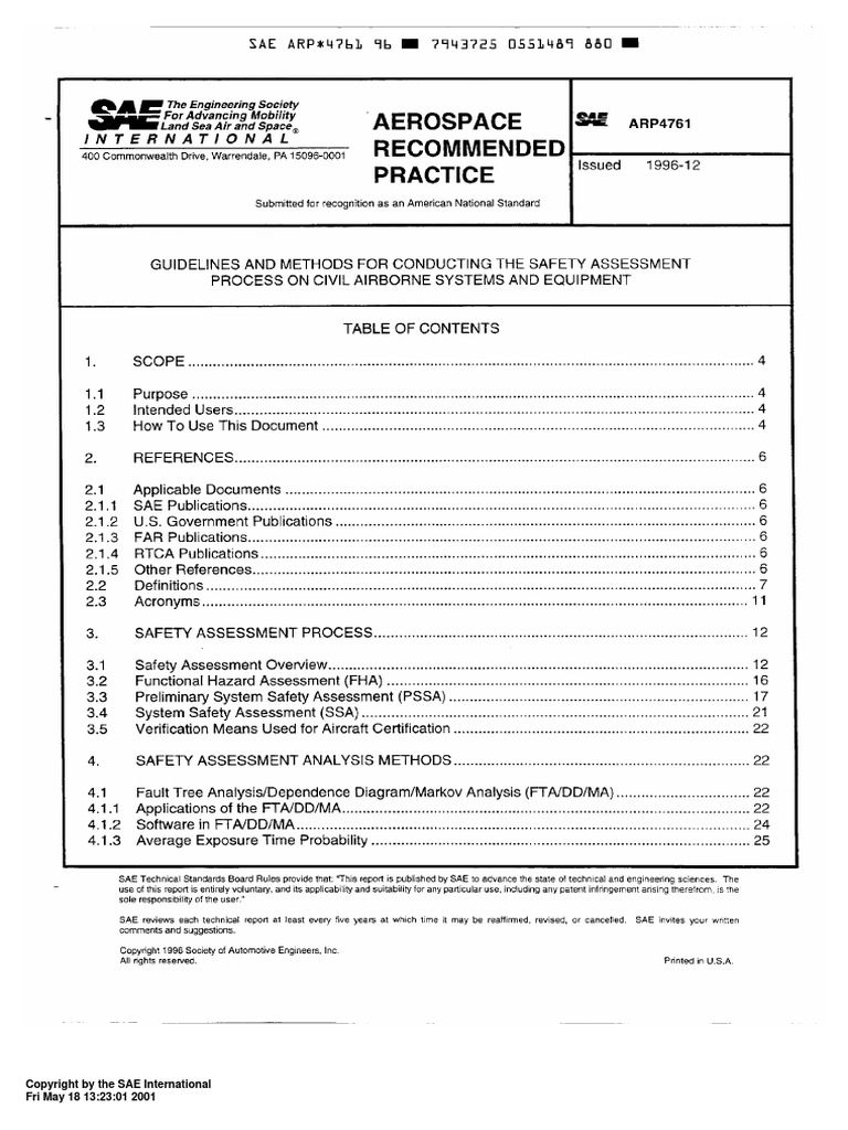 Sae Arp 4761 | PDF | Safety | Engineering