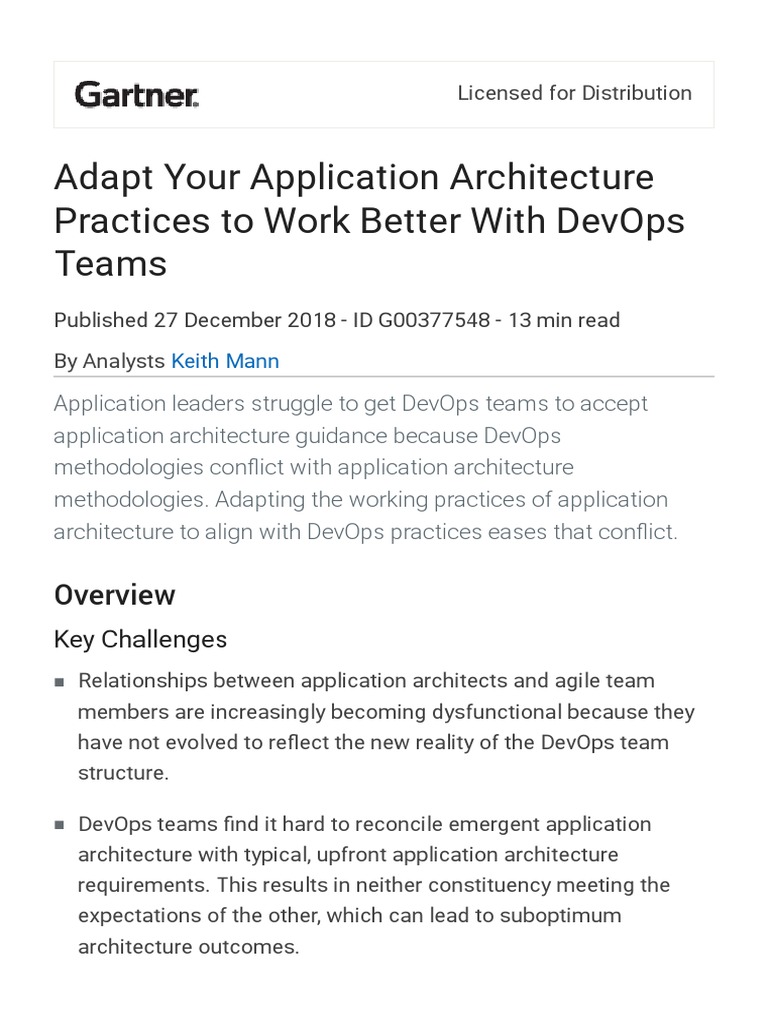 Gartner - Adapt Your Application Architecture Practices To Work Better ...