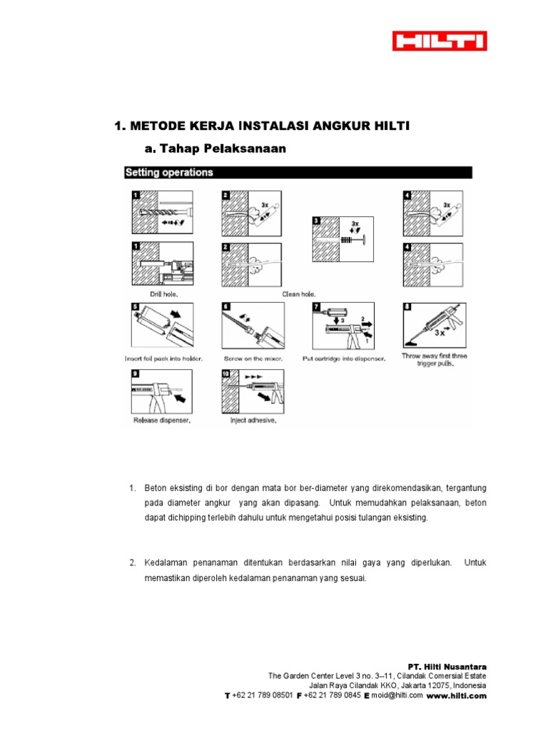 Metode Kerja HIT RE 500 Hilti 2 | PDF
