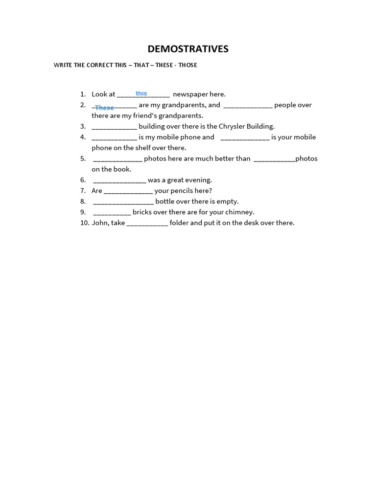 Learn Demonstratives with This Practice Worksheet | PDF