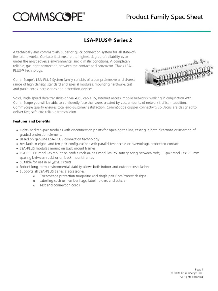 Data Sheet - LSA-PLUS Series 2 Family | PDF | Electrical Connector ...