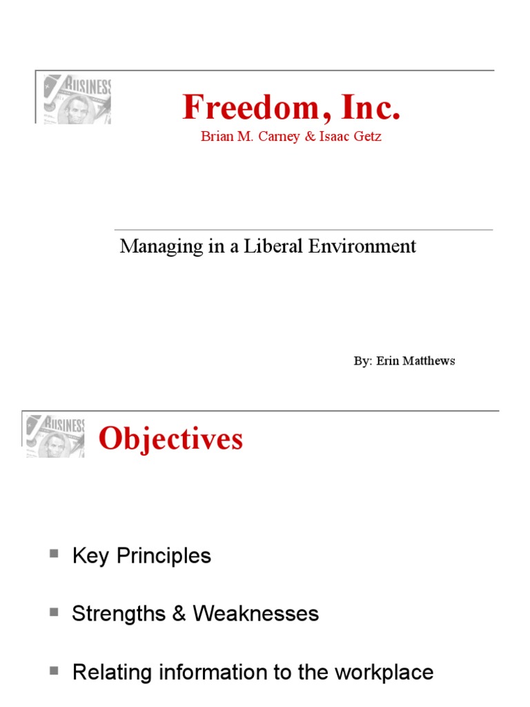Freedom, Inc.: Managing in A Liberal Environment | PDF | Psychology ...
