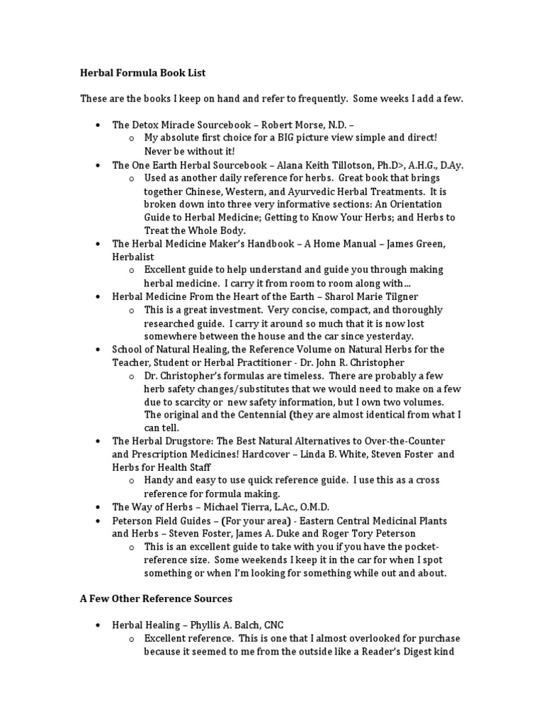 Herbal Formula Book List | PDF | Medicine | Health Care