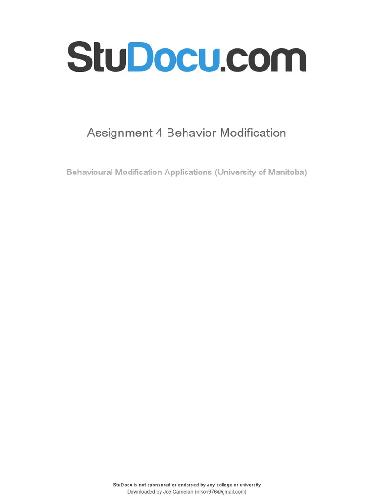 Assignment-4-Behavior-Modification 100% | PDF | Behaviour Therapy ...