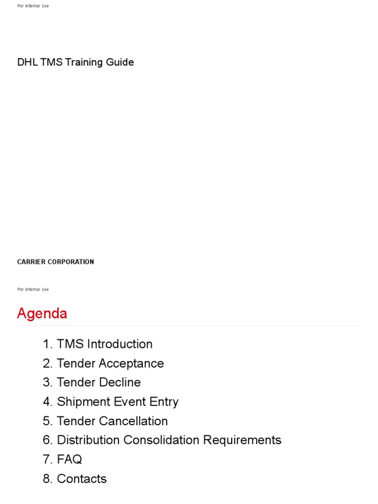 Carrier On Boarding Training: DHL TMS Training Guide | PDF | Internet ...