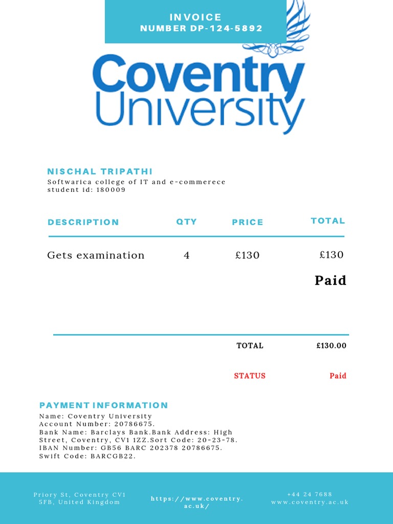 Blue Grayscale Photo Header Business Invoice | PDF