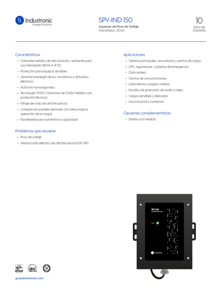 27 Ficha Técnica SPV IND 150 | PDF | Ingenieria Eléctrica | Electricidad