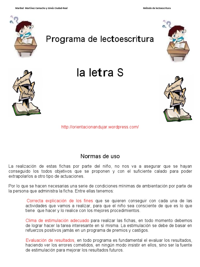 Programa de Lectoescritura Completo Orientacionandujar Consonante S | PDF