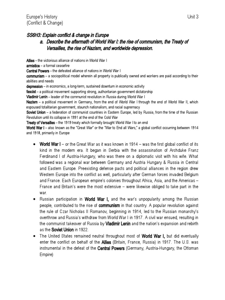Conflict and Change in Europe | PDF | Nazi Germany | World War I