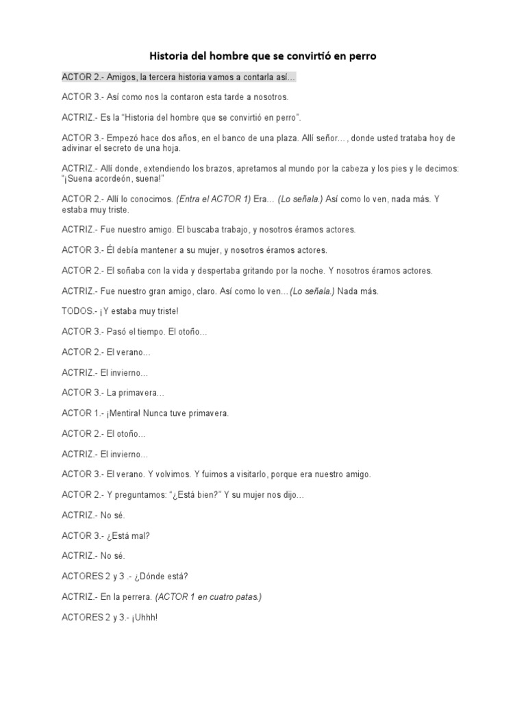 Historia Del Hombre Que Se Convirtió en Perro | PDF