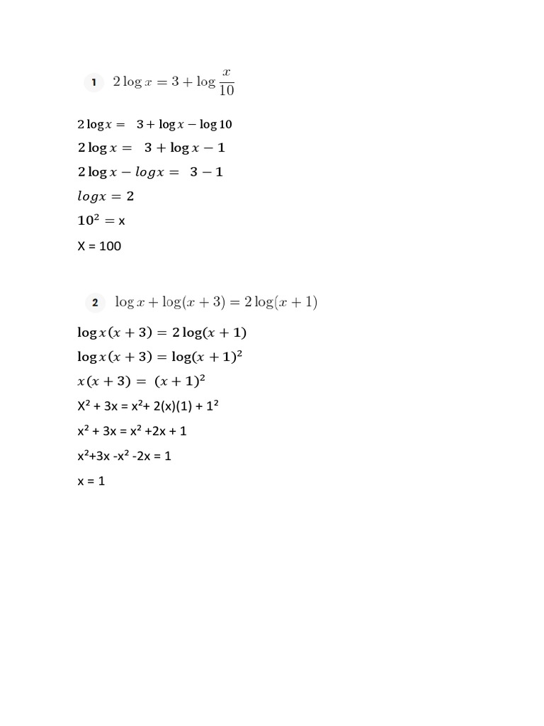 2 Log 3 + Log 1 2 Log 3 1 2 10 X X 100 | PDF | Teaching Methods & Materials