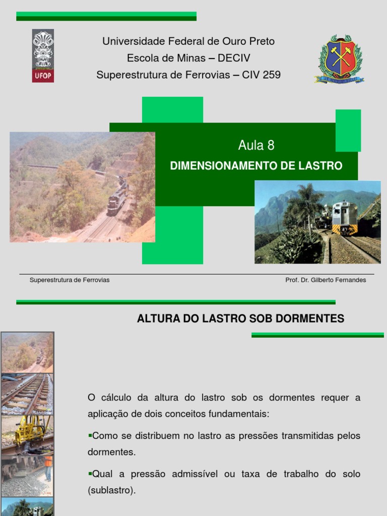 Aula 8 - Dimensionamento de Lastro | PDF | Pressão | Engenharia Civil