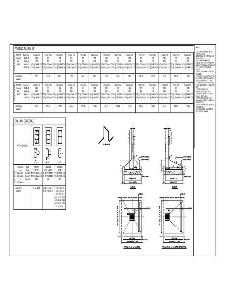 Foundation and Column Schedule for a Proposed Building | PDF | Building ...