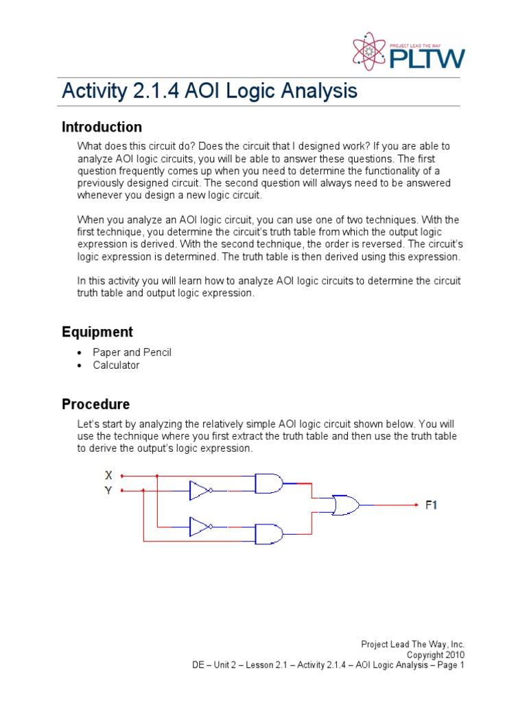 Activity 2.1.4 AOI Logic Analysis | PDF | Logic Gate | Switch
