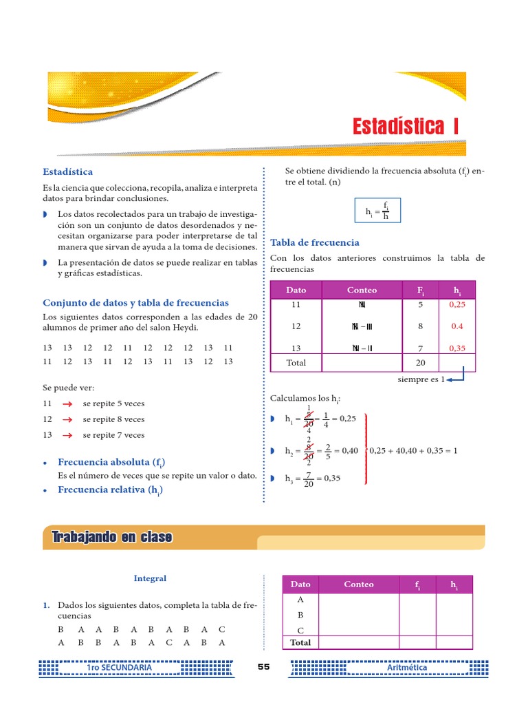 Estadística I: Tablas de frecuencia y cálculo de frecuencias relativas ...