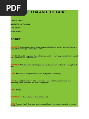 Aesop39s Fables The Fox And The Goat Worksheet