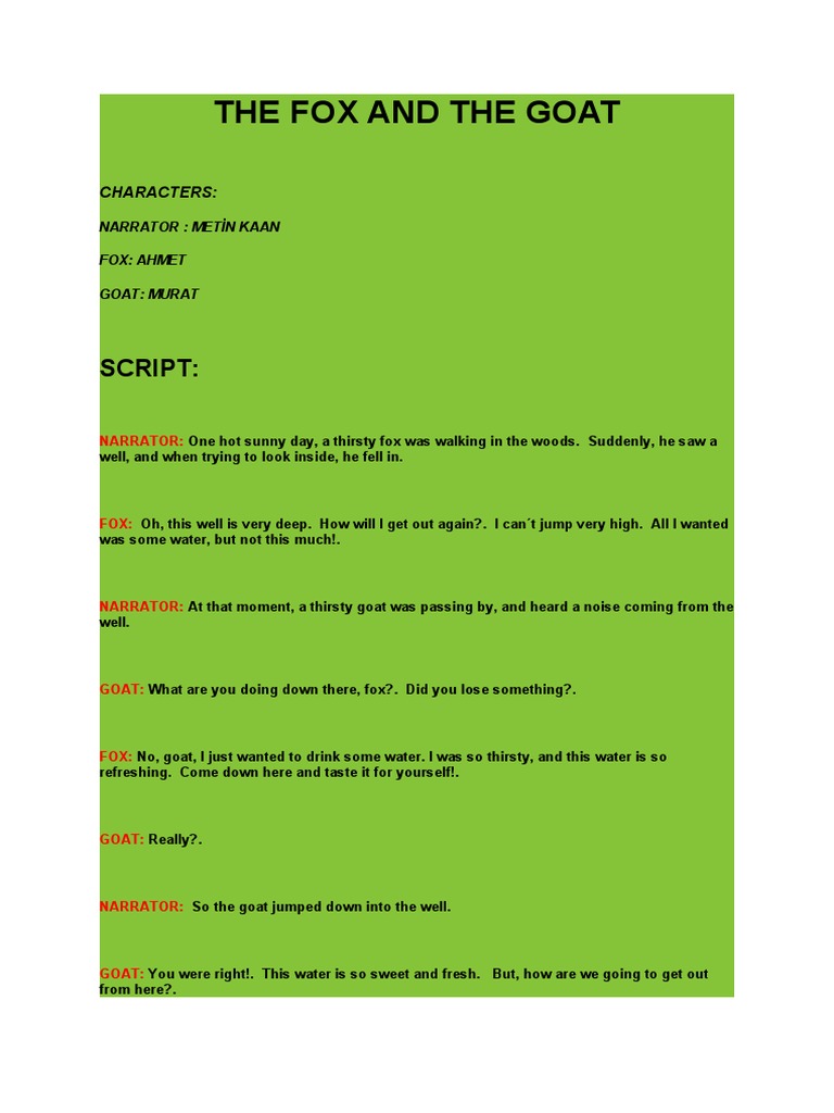 The Fox and The Goat: Script | PDF