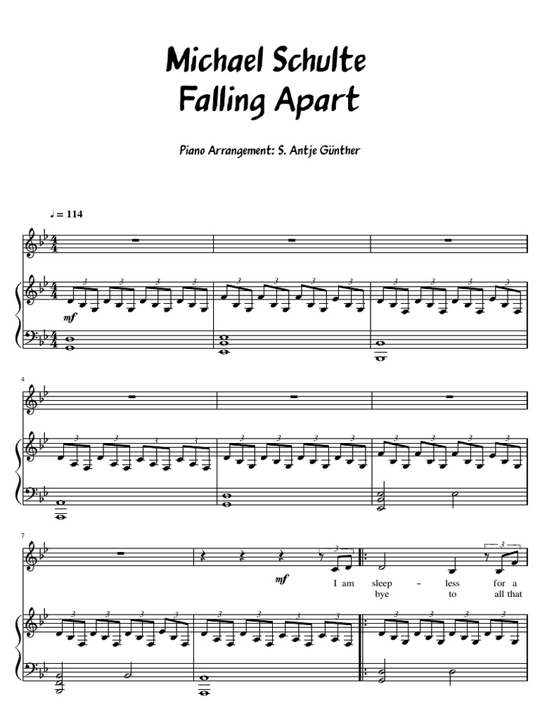 Michael Schulte - Falling Apart PianoVocal | PDF