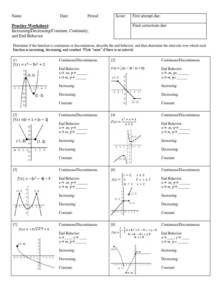 Increasing and Decreasing With End Behaviors | PDF | Teaching ...