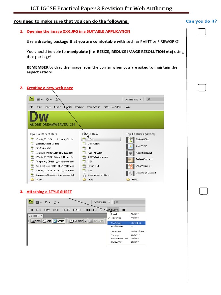 Ict Igcse Paper 3 Revision Webauthoring | PDF | Hyperlink | Html Element