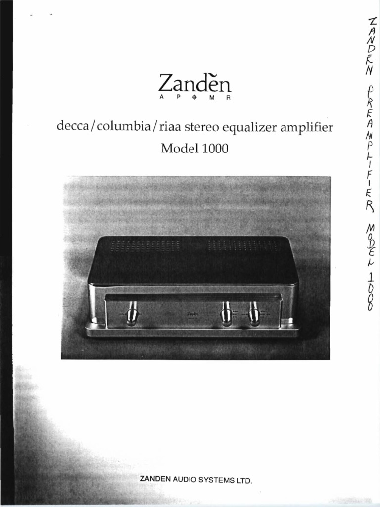 Zanden Model 1000 Stereo Equalizer Amplifier | PDF | Equalization (Audio) | Electronic Engineering
