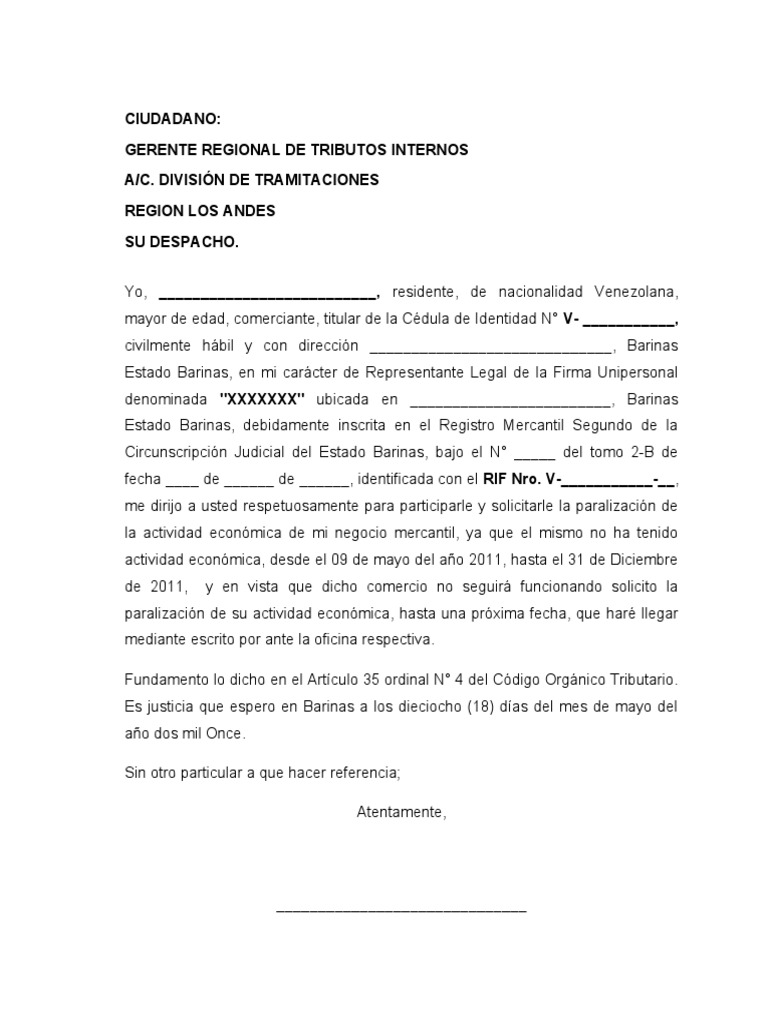 Carta - de - Inactividad Seniat | PDF Carta - de - Inactividad Seniat | PDF