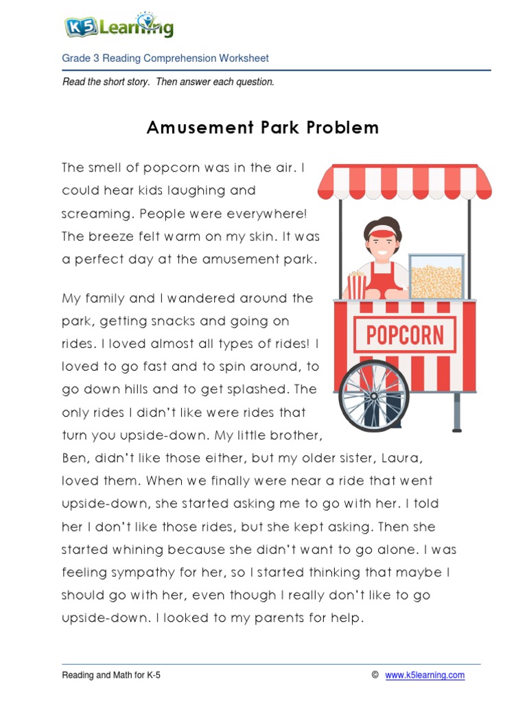3rd Grade 3 Reading Amusement Park | PDF