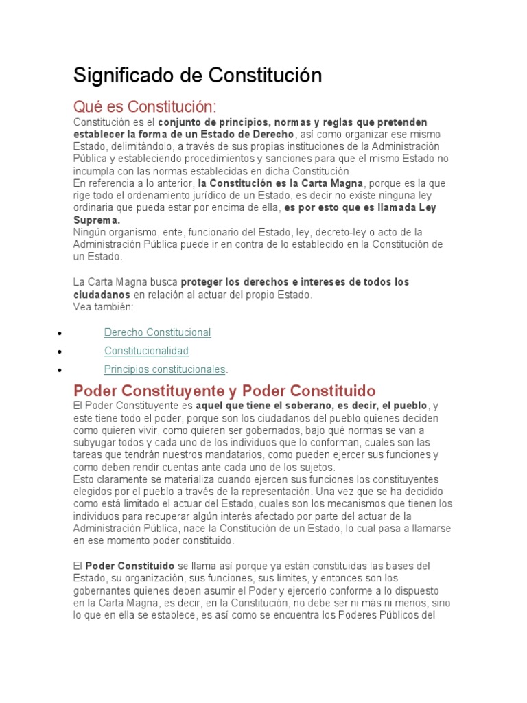 Significado y Tipos de Constitución | PDF | Constitución | Venezuela