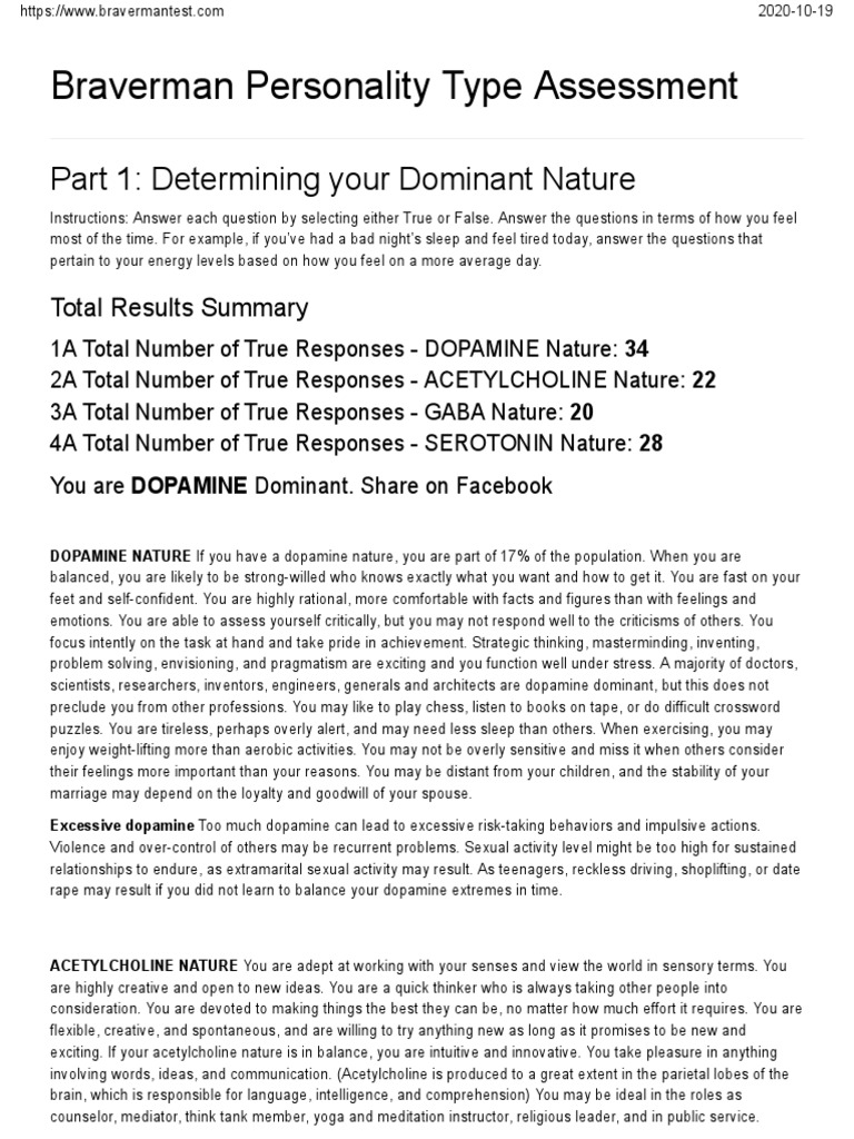 Braverman Personality Type Assessment: Part 1: Determining Your ...