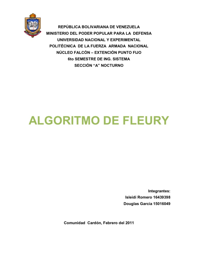 Algoritmo de Fleury | PDF | Algoritmos y Estructuras de Datos ...