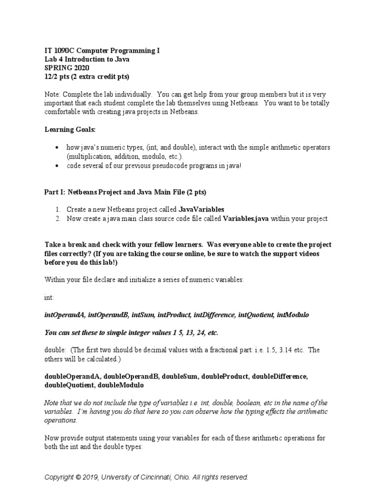 Ahlers Michael Lab 04 | PDF | Integer (Computer Science) | Zip (File Format)