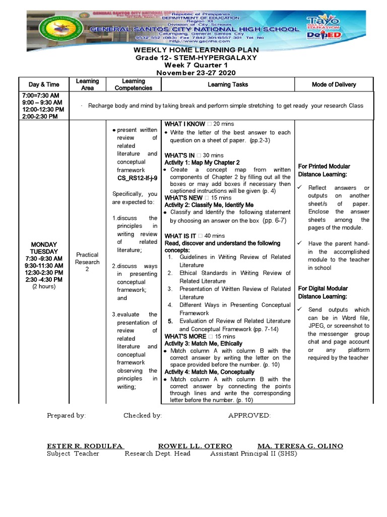 Weekly Home Learning Plan Grade 12-Stem-Hypergalaxy Week 7 Quarter 1 ...