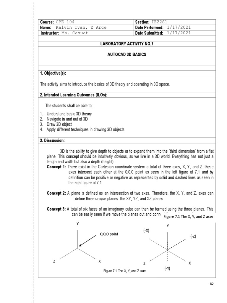 Laboratory Activity 07 Autocad 3d Basics-Arce, K | Download Free PDF ...