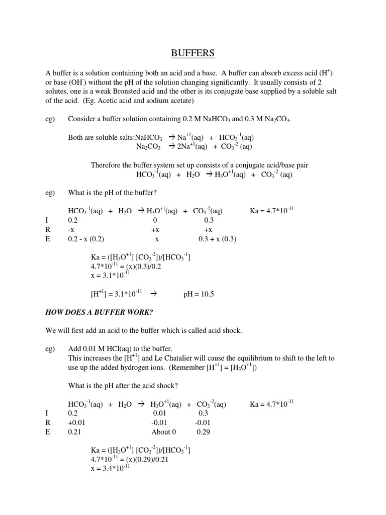 Buffers: How Does A Buffer Work? | PDF | Buffer Solution | Carbonate
