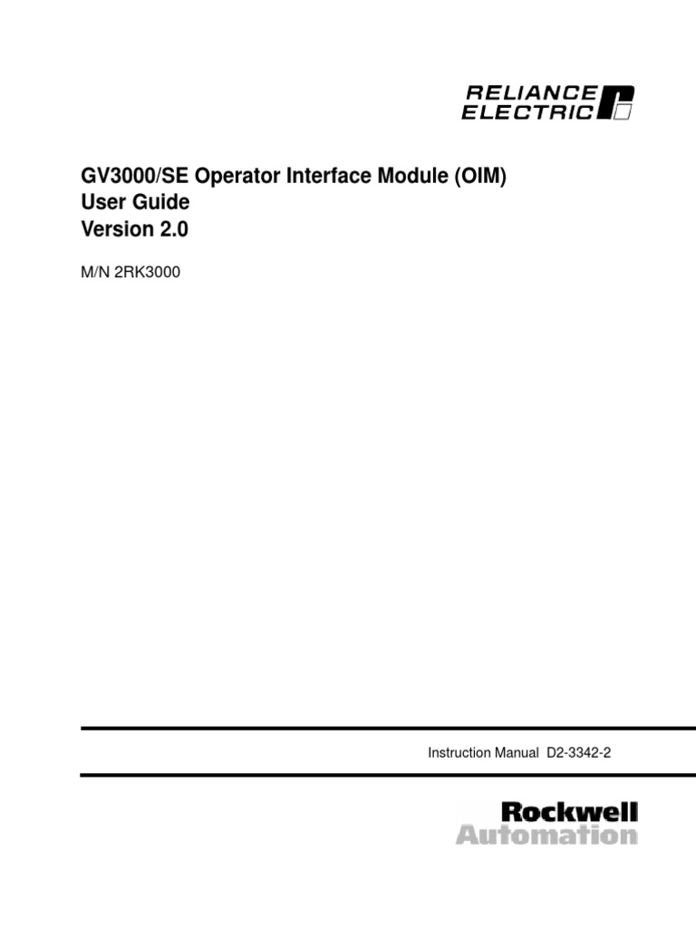 GV3000/SE Operator Interface Module (OIM) User Guide: M/N 2RK3000 | PDF | Menu (Computing ...