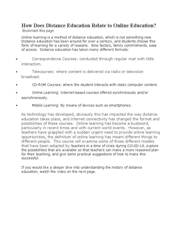 How Does Distance Education Relate To Online Education | PDF | Distance ...