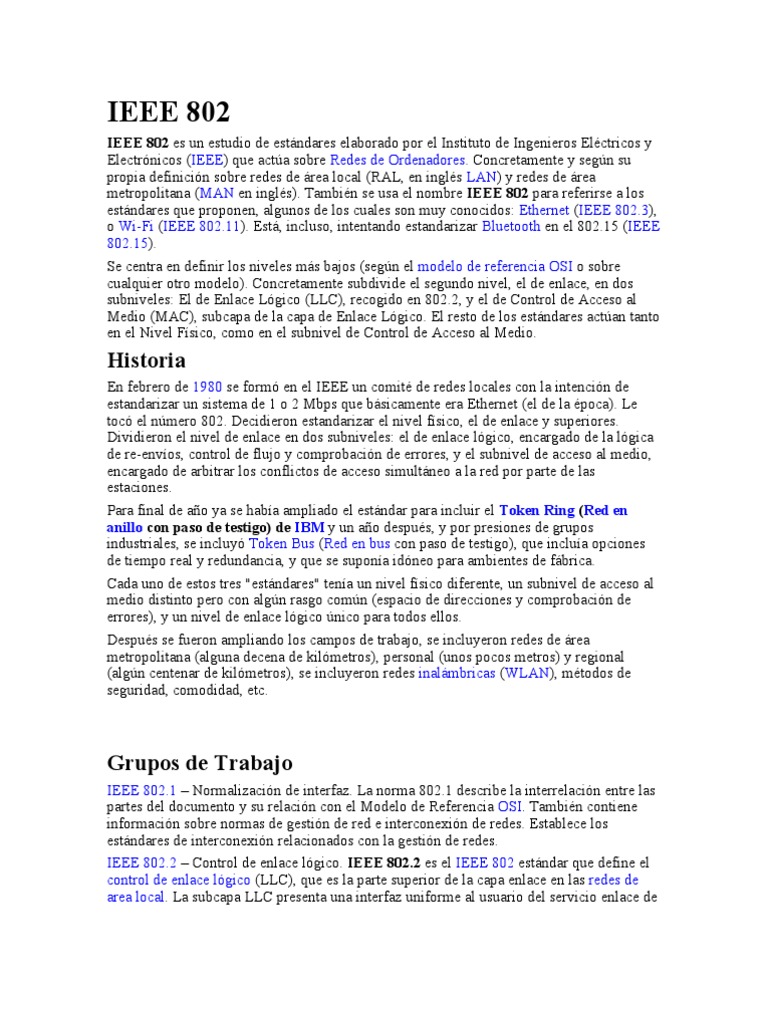 Ieee 802 | PDF | Ieee 802.11 | Protocolos de comunicaciones