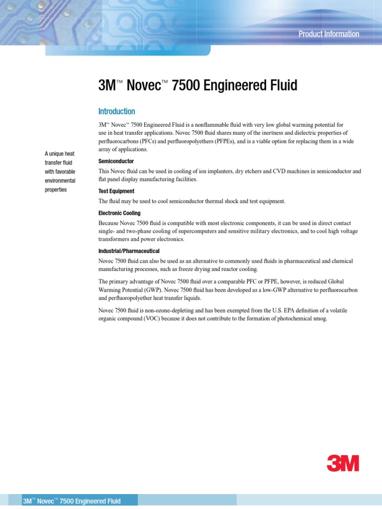 Data Sheet HFE-7500 | PDF | Viscosity | Toxicity