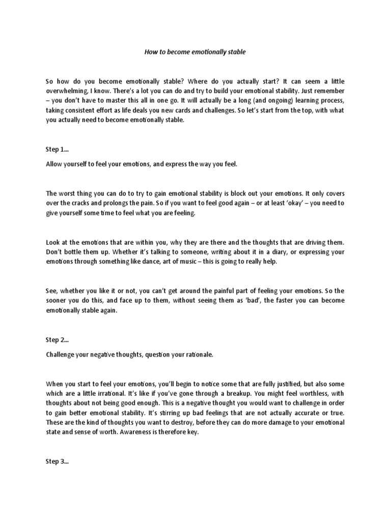 How To Become Emotionally Stable | PDF | Feeling | Emotions