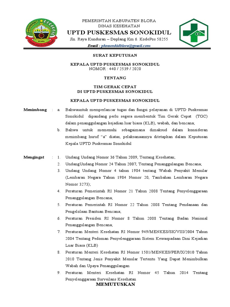 SK Tim Gerak Cepat Pusk | PDF