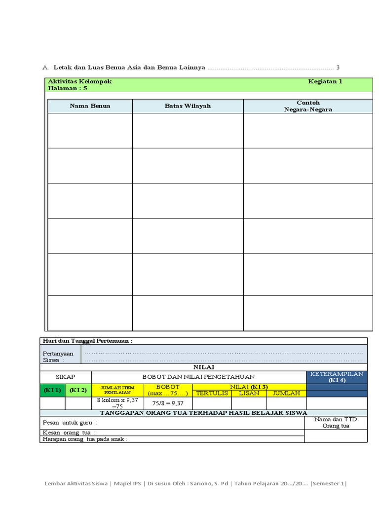 Lks Ips Kelas 9 Semester 1 - Berdasarkan Buku Kls 9 | PDF