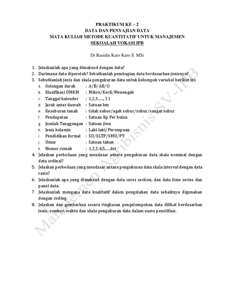 02-Responsi Data Dan Penyajian Data | PDF