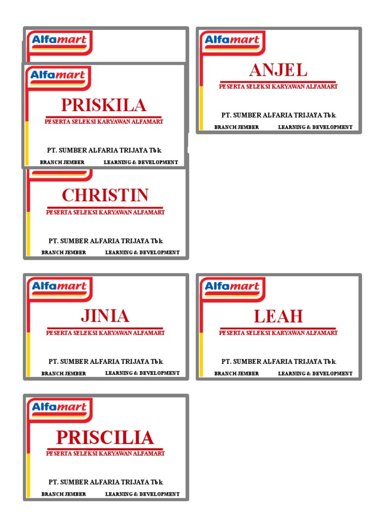 Alfamart Employee ID Card Examples | PDF | Career & Growth | Wellness