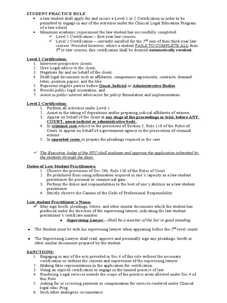 Student Practice Rule | PDF | Lawyer | Legal Education