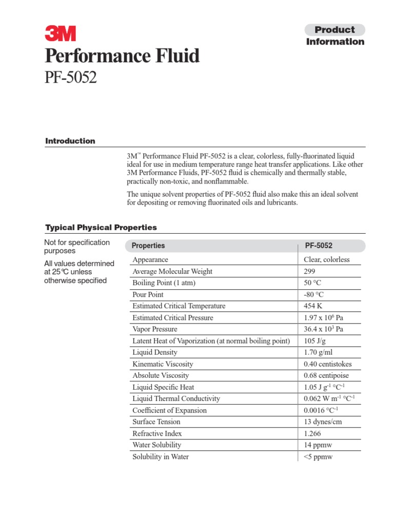 Data Sheet PF-5052 | PDF | Liquids | Viscosity