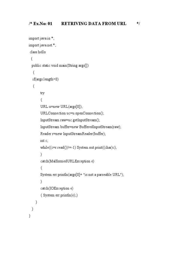 Networking Lab Programs (2009-10) | PDF | Network Socket | Java (Programming Language)
