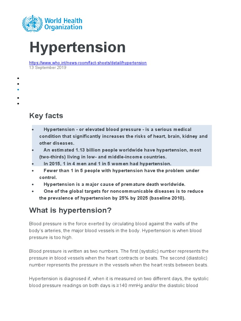 WHO Hypertension | PDF | Hypertension | Blood Pressure