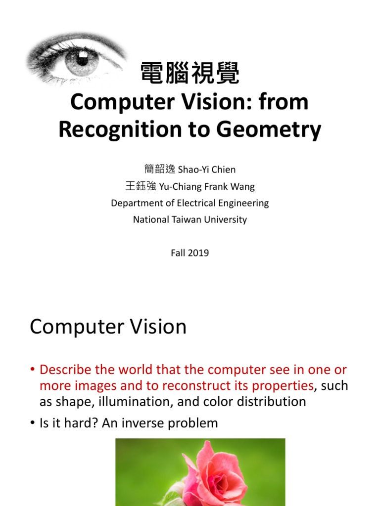 cv2019 Lec00 | PDF | Computer Vision | Emerging Technologies